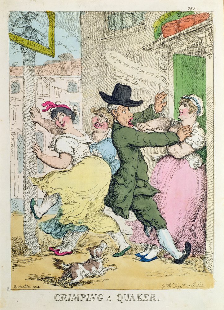 'Crimping a Quaker' from Tegg's Caricatures Magazine, Vol IV, 1814